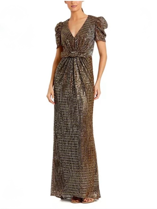Mac Duggal | Dresses | New Mac Duggal Bow Waist Metallic Gown Sz 8 ...